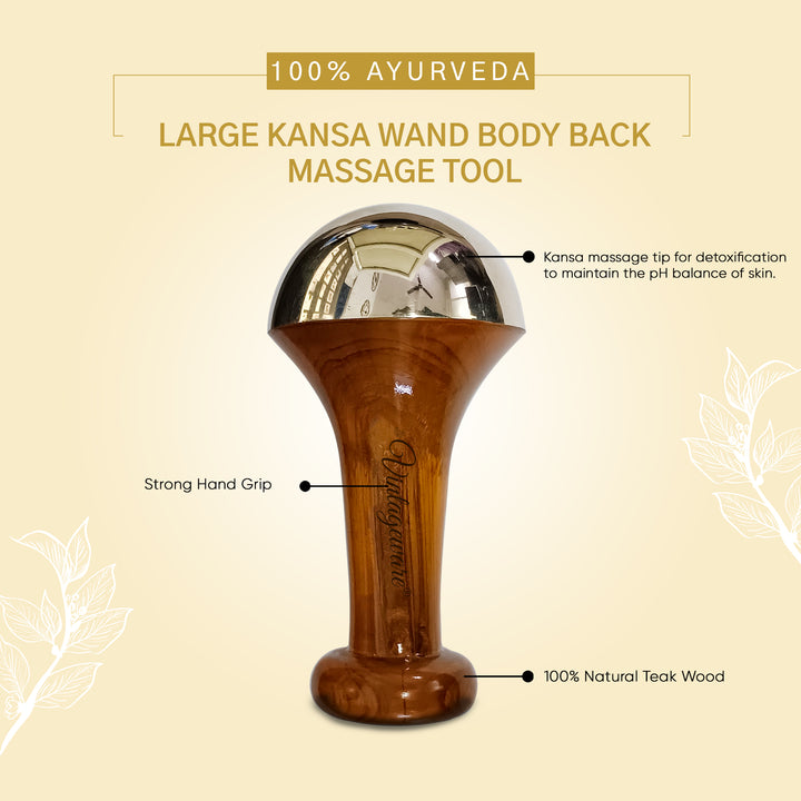 Kansa Wand Face Massager Natural Brown Large Vintageware