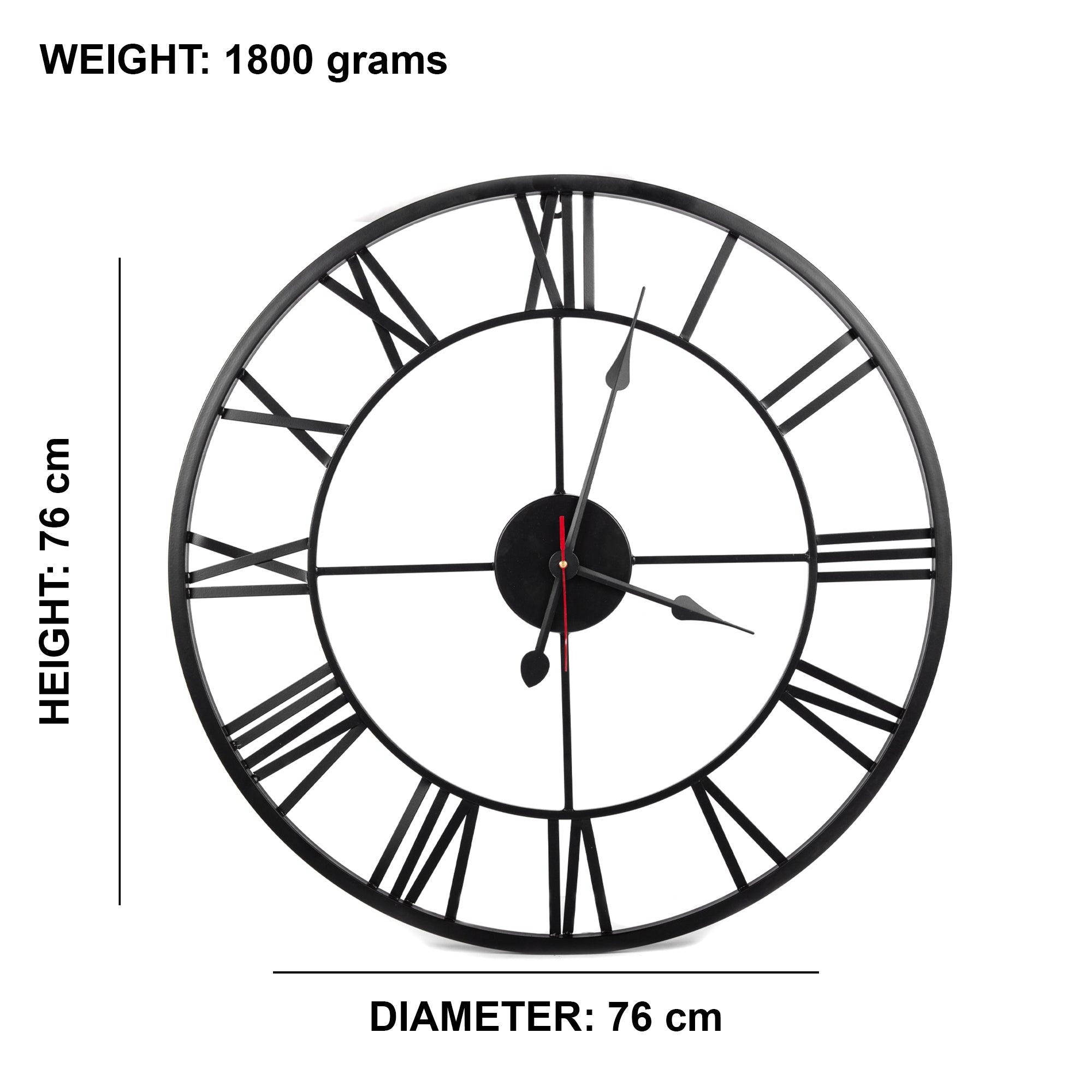 Handcrafted Roman Numeral Metal Wall Clock (30 Inch, Black) – Vintageware